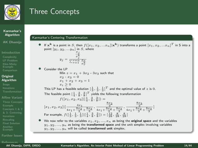 Karmarkar S Algorithm For Linear Programming Problem