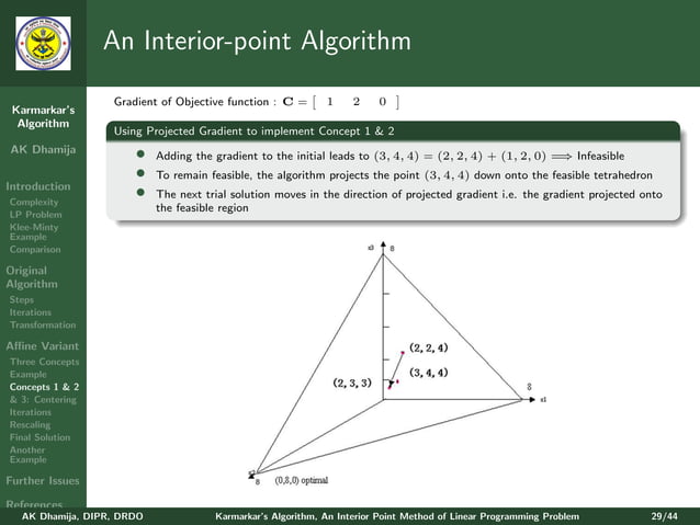 Karmarkar S Algorithm For Linear Programming Problem