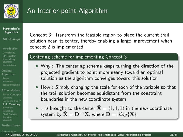 Karmarkar S Algorithm For Linear Programming Problem