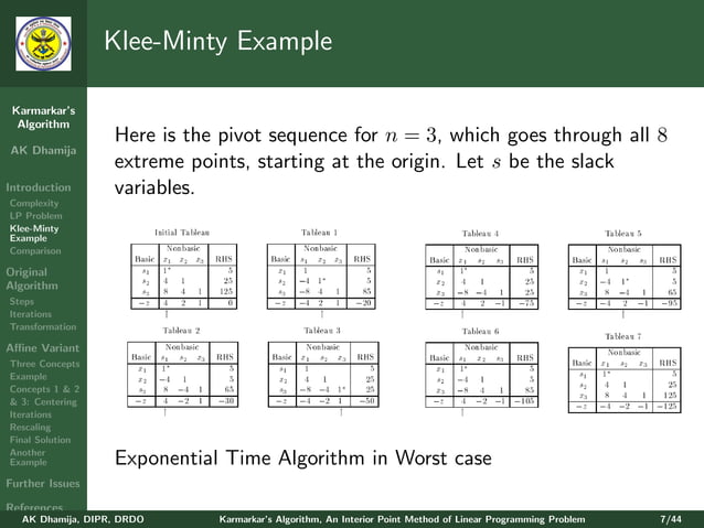 Karmarkar S Algorithm For Linear Programming Problem
