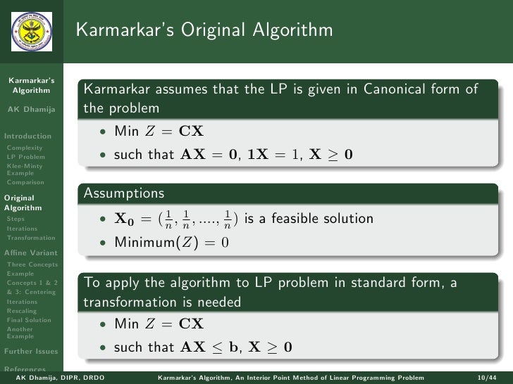 Karmarkar S Algorithm For Linear Programming Problem