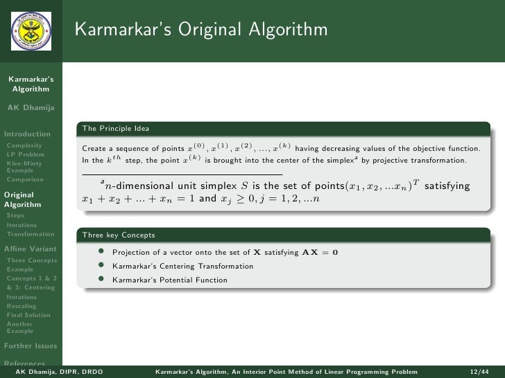 Karmarkar S Algorithm For Linear Programming Problem