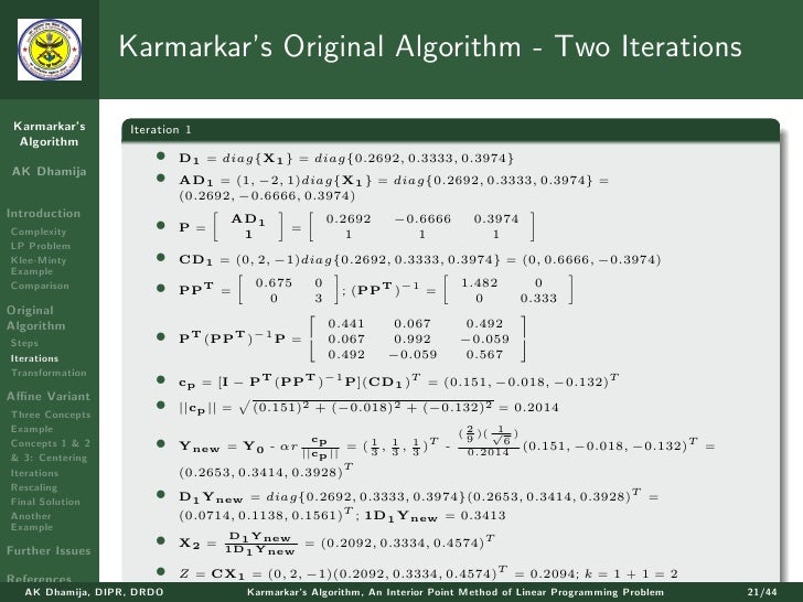 Karmarkar S Algorithm For Linear Programming Problem