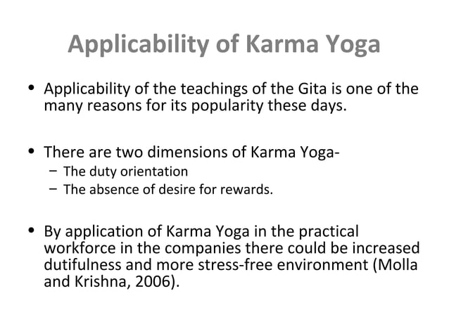 Karma Yoga- a perspective of the Gita | PPT