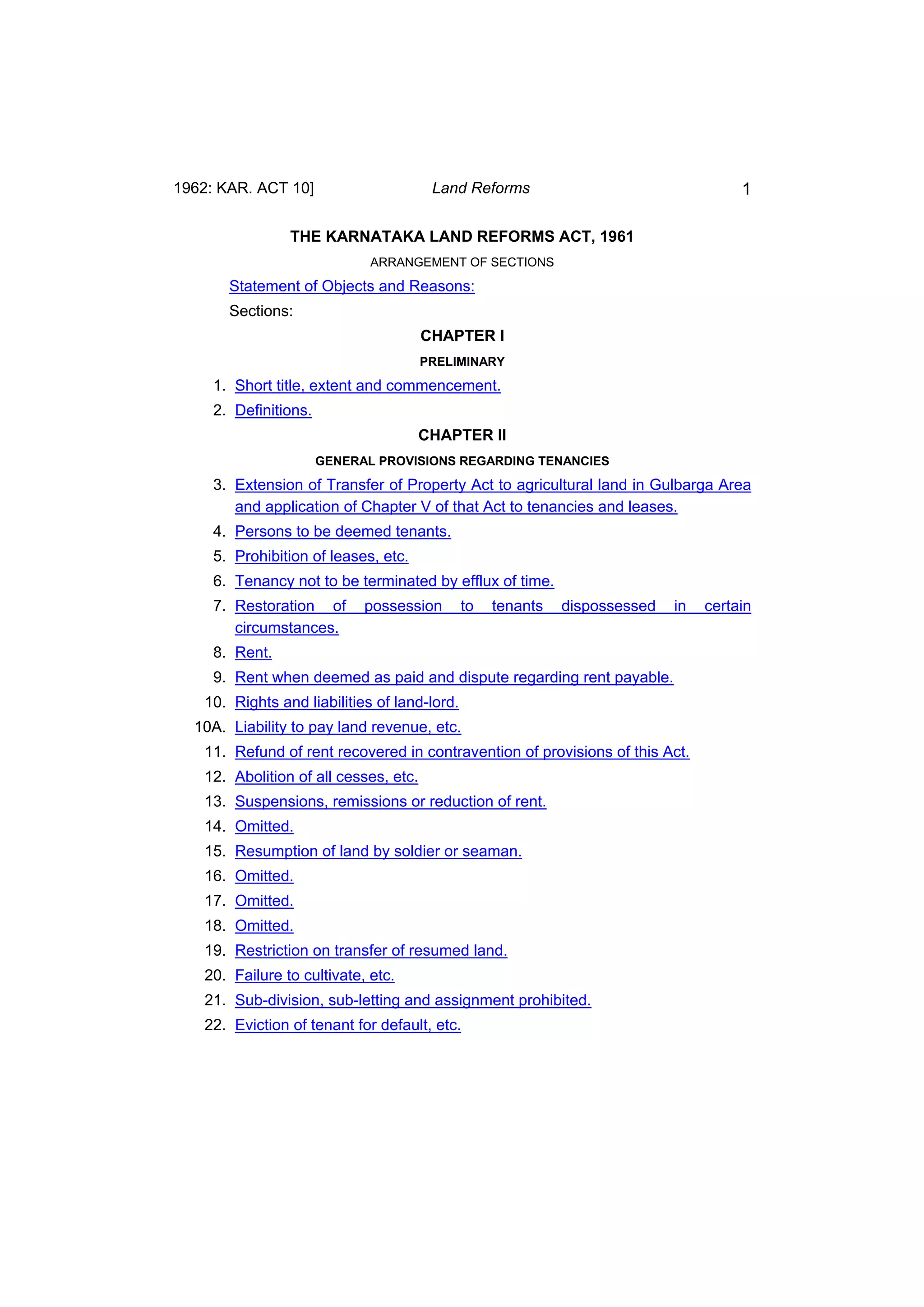 Karnataka land-reforms-act-1961 | PDF