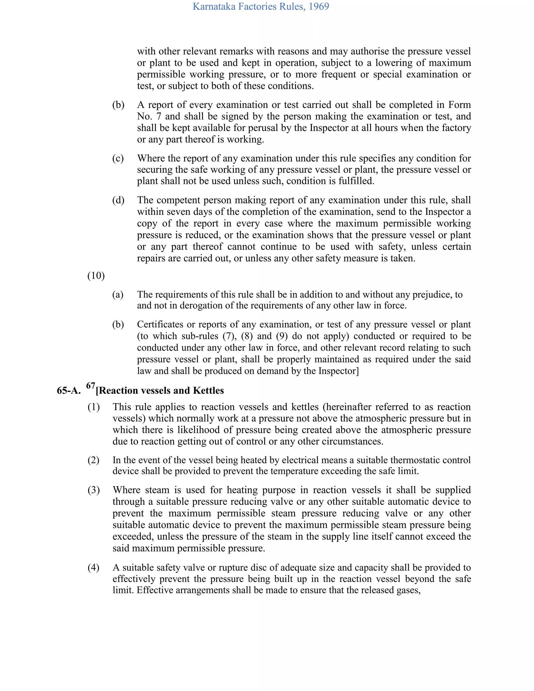 Karnataka factories rules, 1969 | PDF