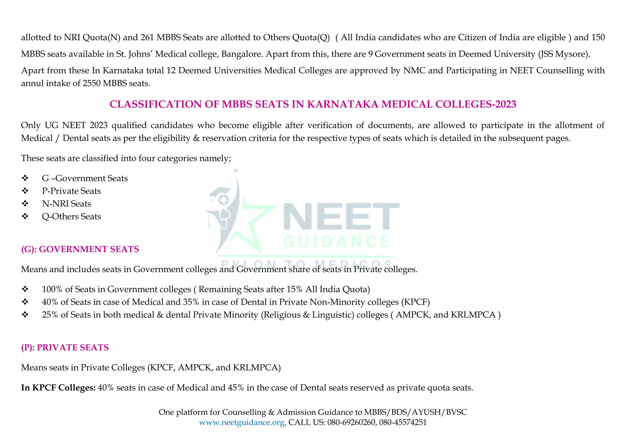 KARNATAKA MBBS SEAT MATRIX 2023 KARNATAKA NEET 2023 MBBS SEAT MATRIX | PDF