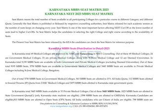 KARNATAKA MBBS SEAT MATRIX 2023 KARNATAKA NEET 2023 MBBS SEAT MATRIX | PDF