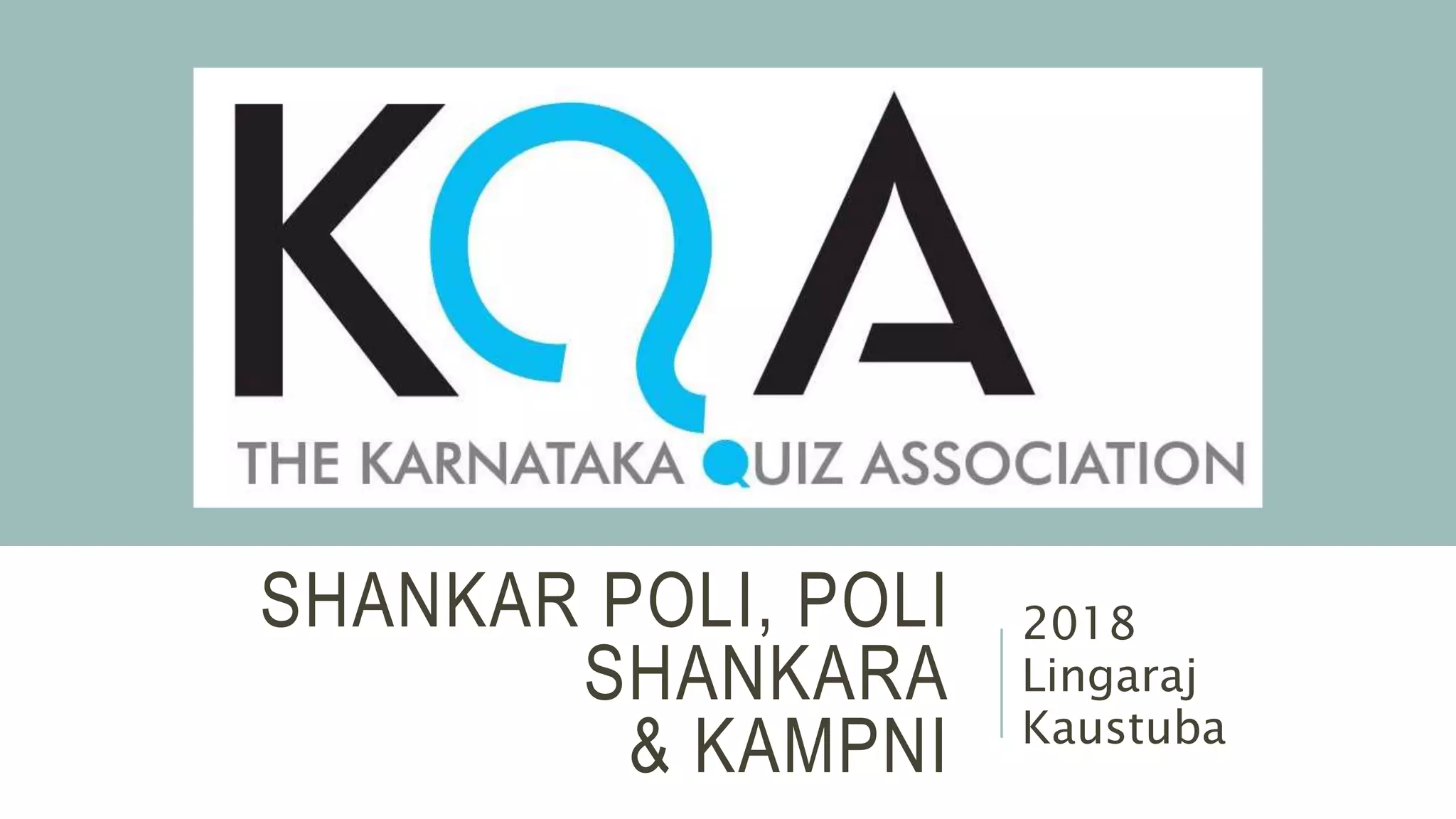 Shankar poLi, pOli shankara & kampni - 2018 | PPT