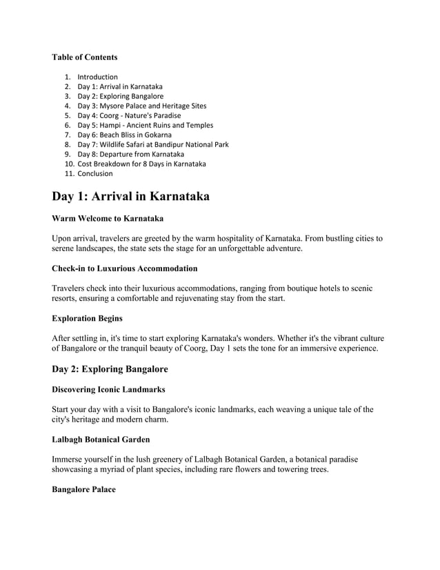10 Amazing Karnataka Tour Packages For 8 Days: Must-Try Now!.pdf | Free ...