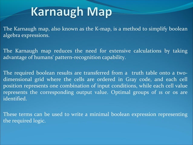 Karnaugh map | PPT | Programming Languages | Computing