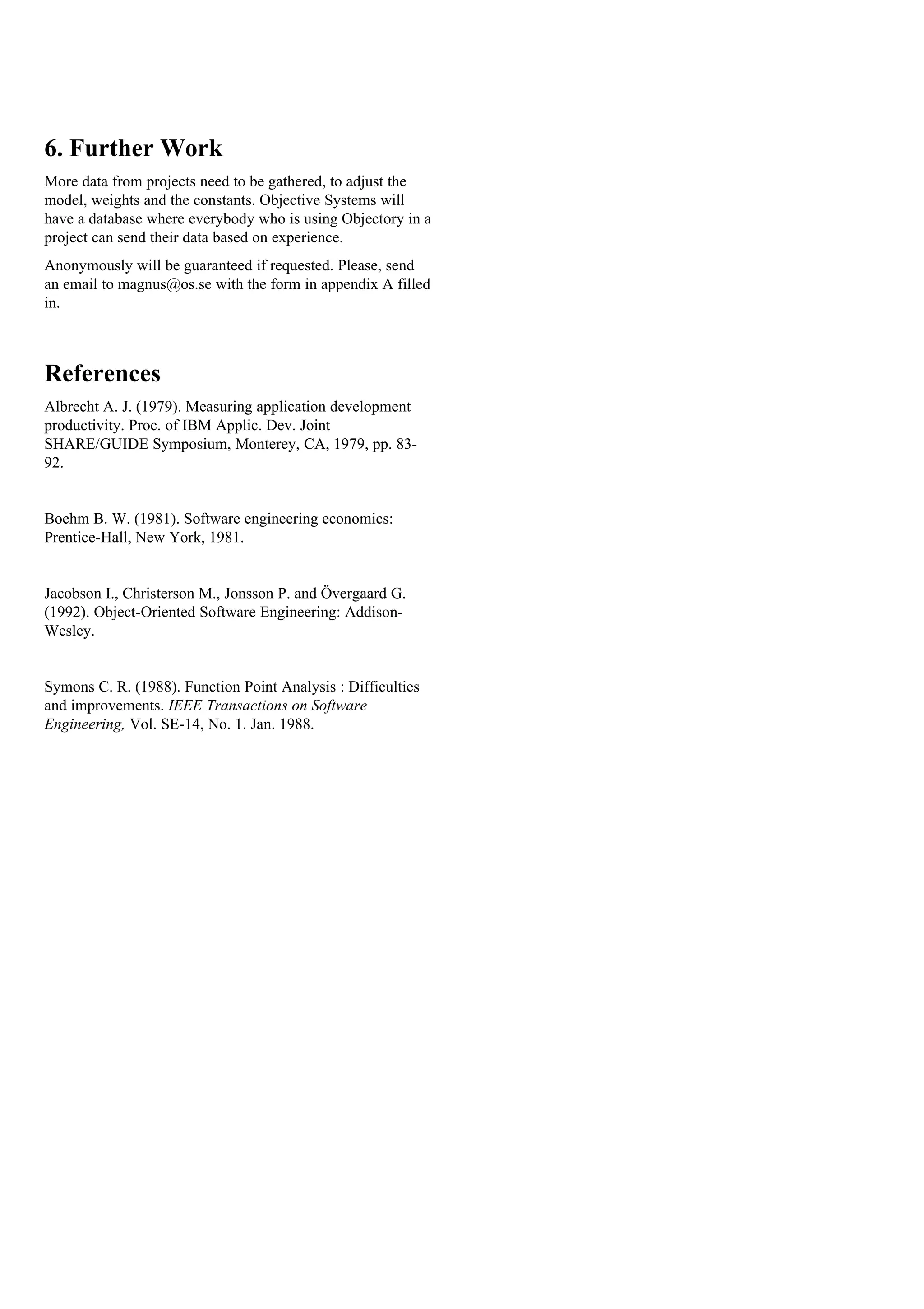 Karner resource estimation for objectory projects | DOC