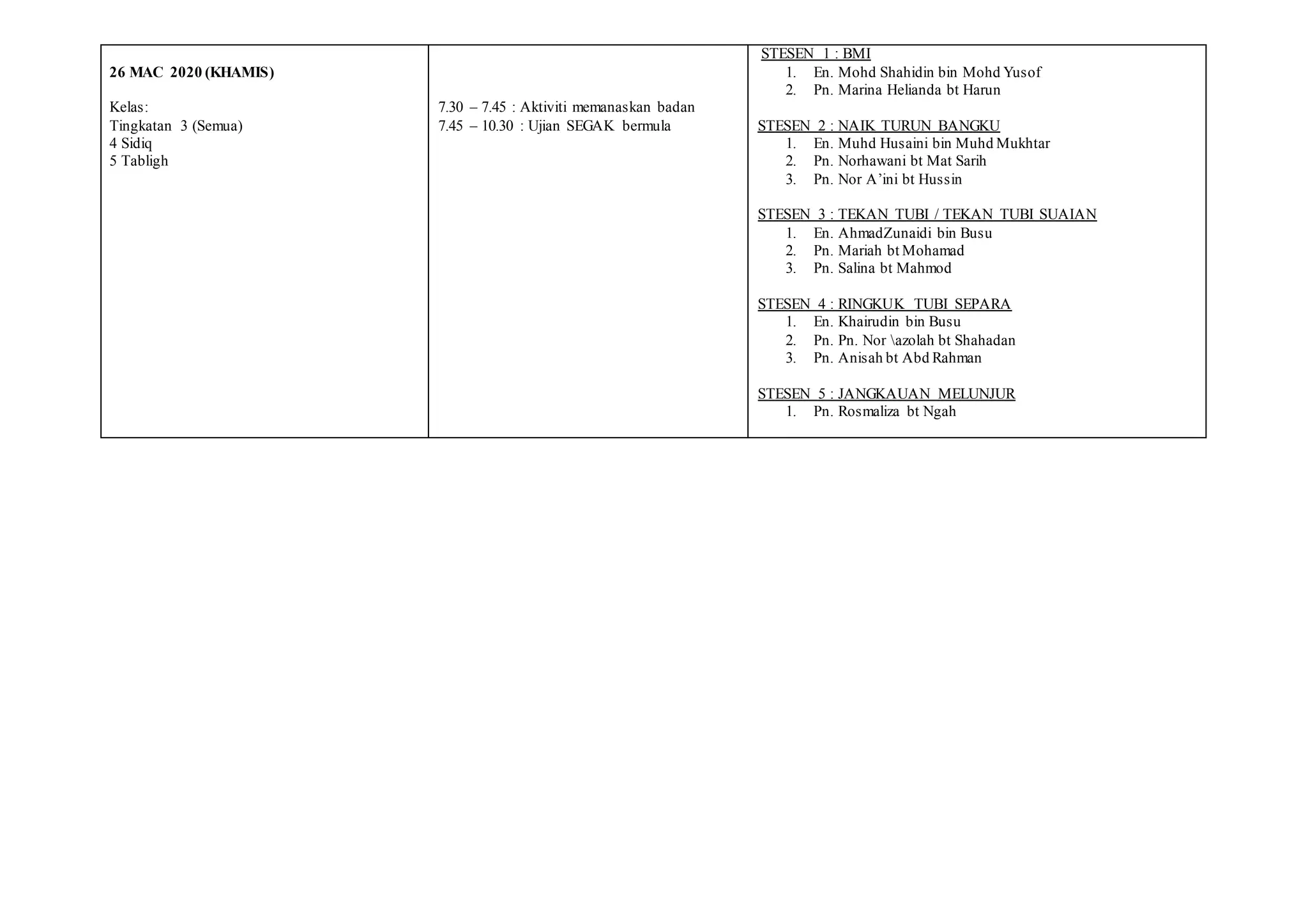 Karnival segak sesi mac 2020 | DOCX