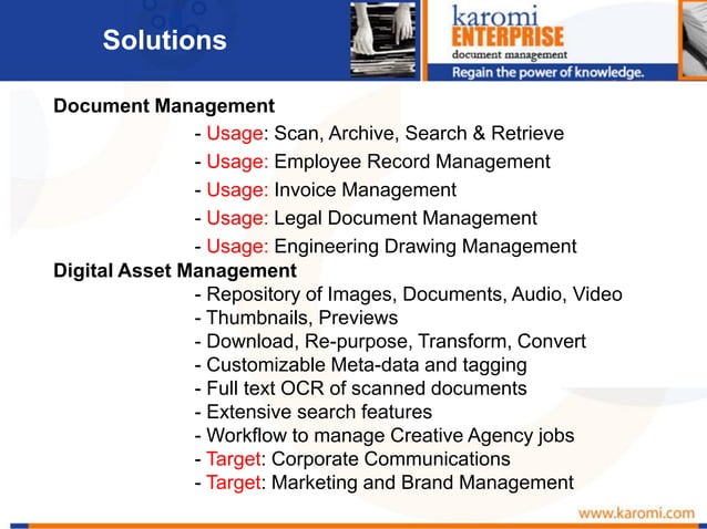 Karomi Dms And Workflow | PPT