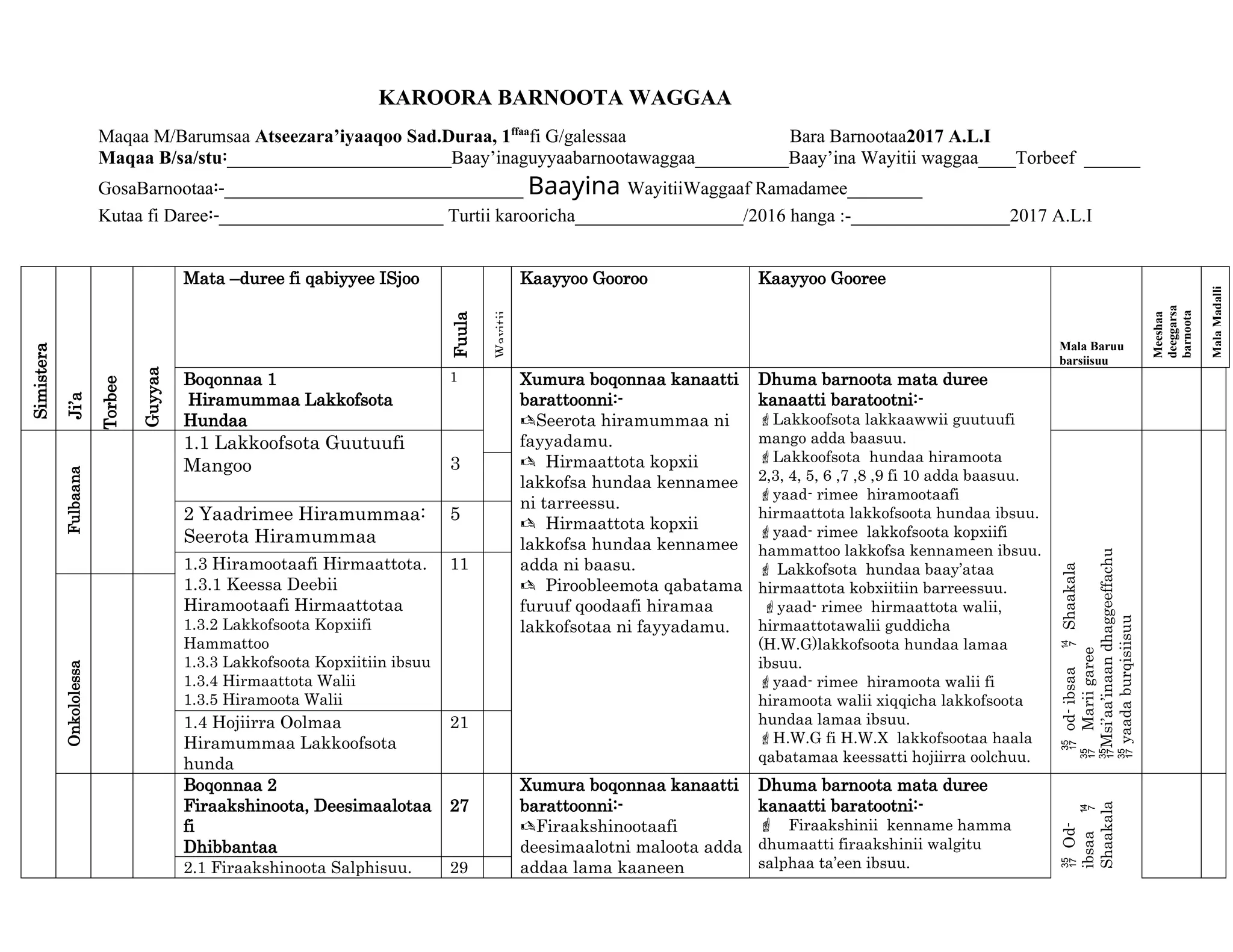 karoora Waggaa barnoota herregaa kutaa 6.docx