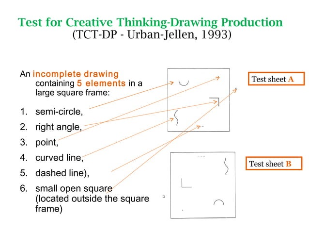 Creativity Test (TTCT Torrance, TCT-DP Jellen& Urban etc) | PPT | Arts ...