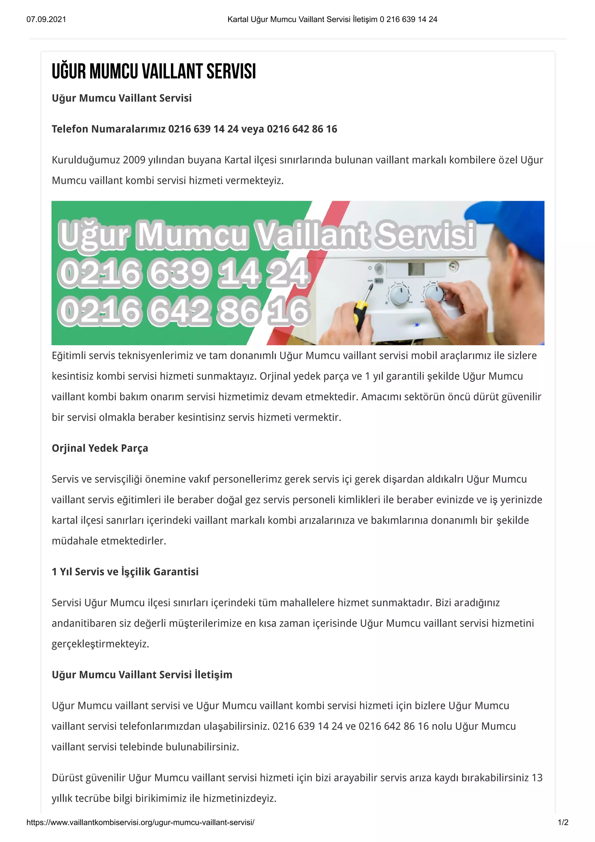Kartal uğur mumcu vaillant servisi i̇letişim 0 216 639 14 24 | PDF