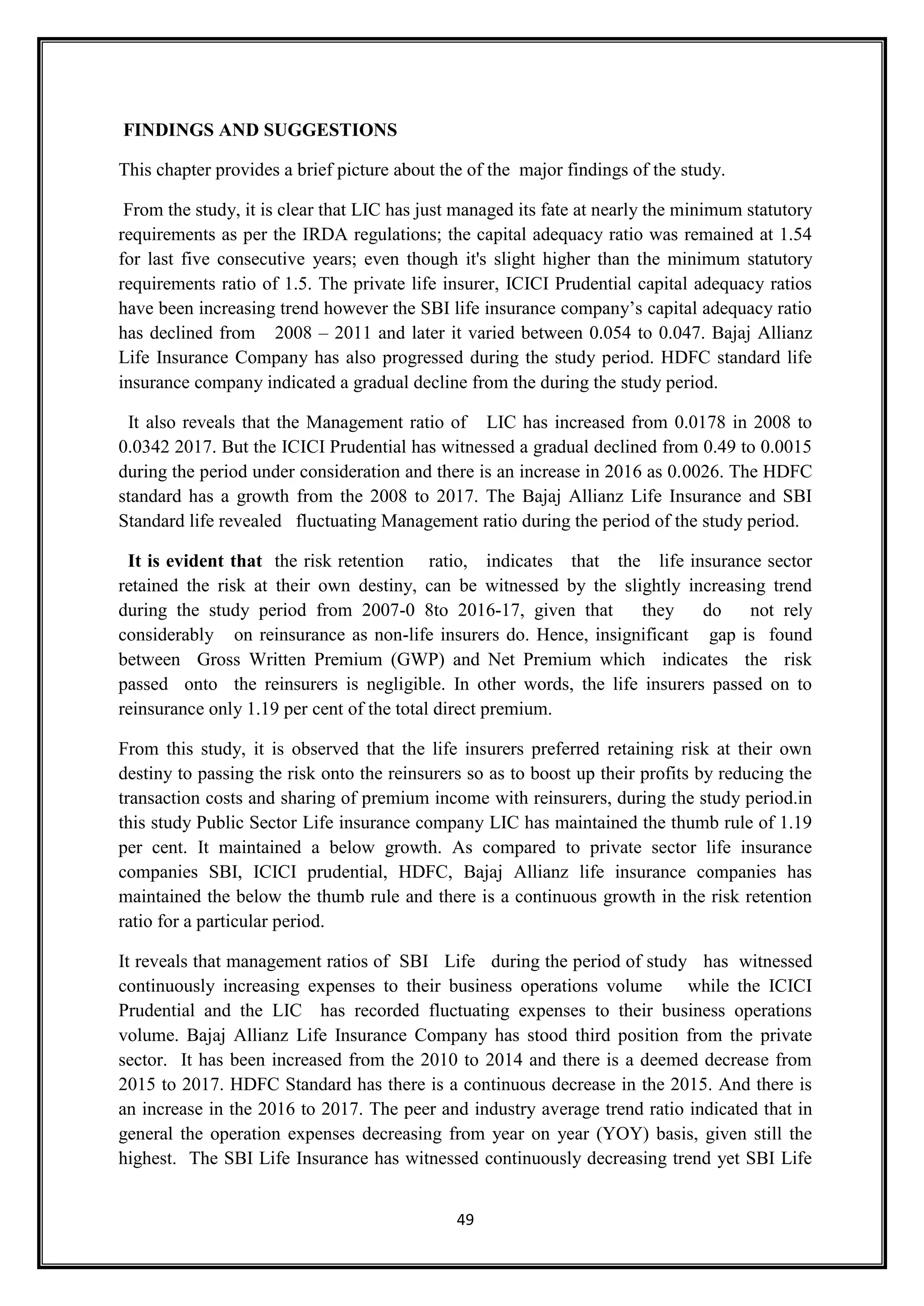 A Project Report on - FINANCIAL PERFORMANCE OF LIC AND PRIVATE SECTOR ...