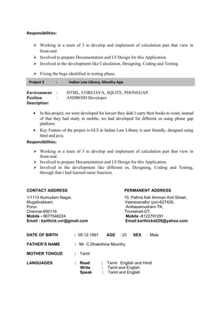 Karthick profile | PDF