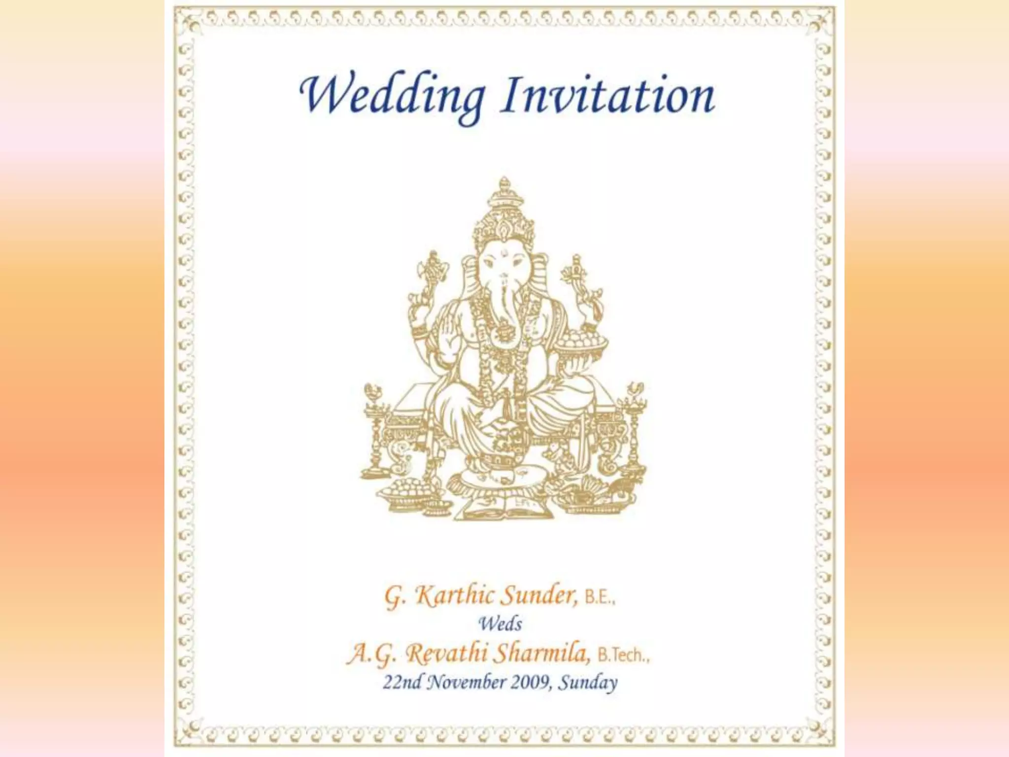 Karthic Sharmi Wedding Invitation | PPTX