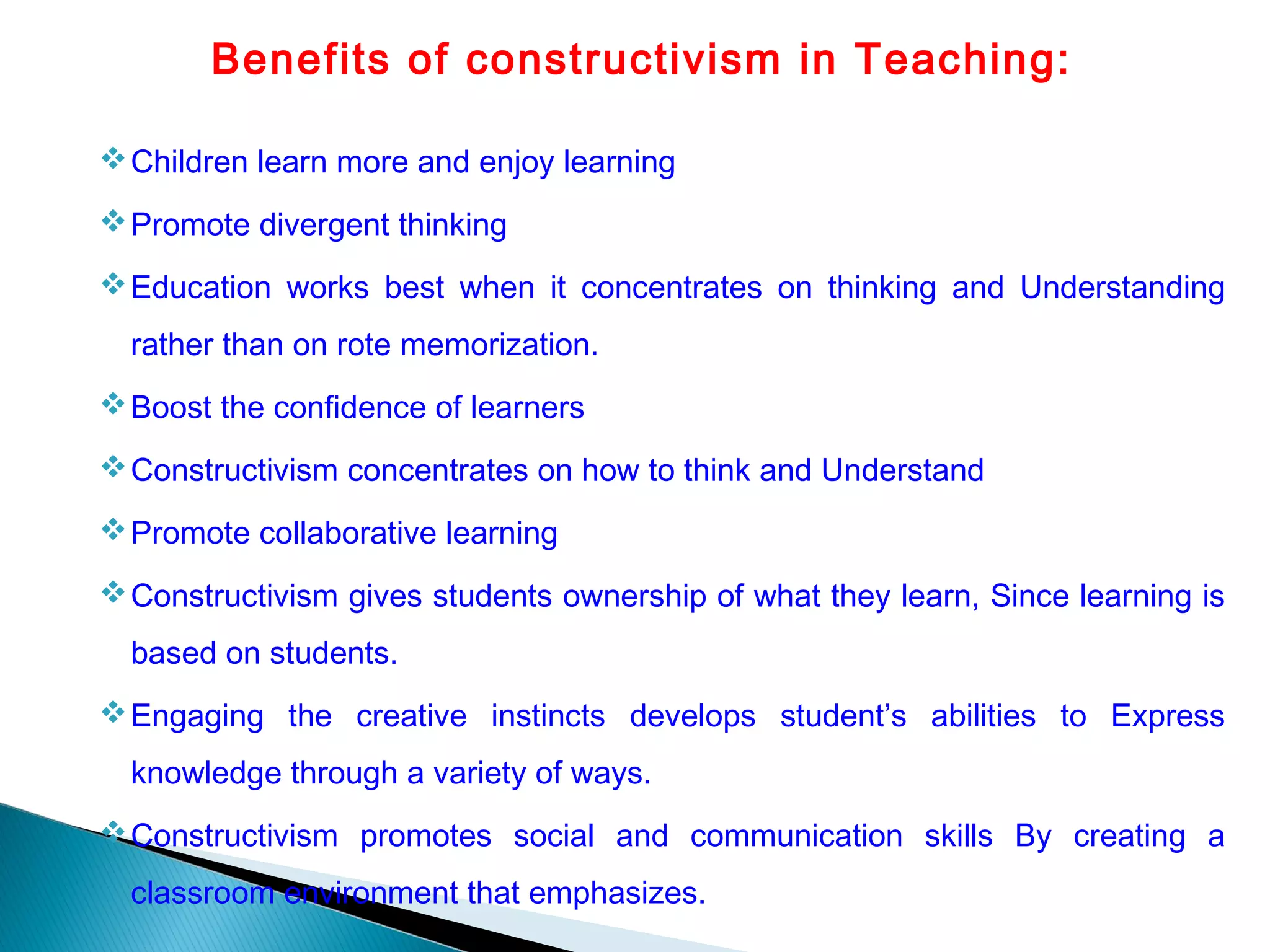 CONSTRUCTIVISM IN TEACHING - PPT | PPT