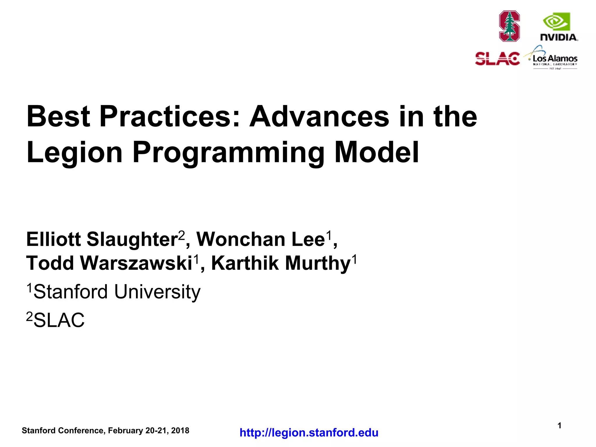Advances in the Legion Programming Model | PPTX