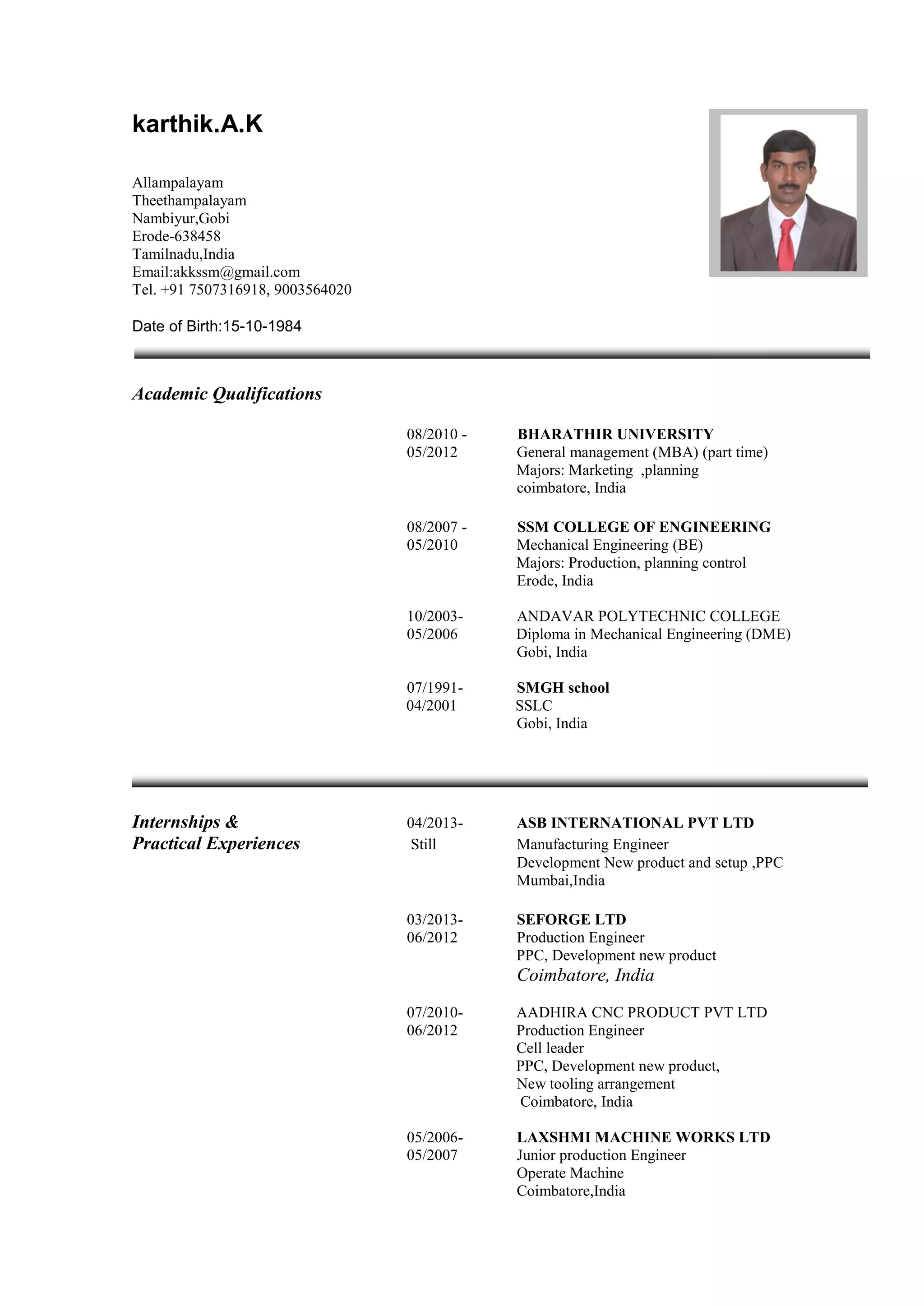 Karthik international cv | PDF