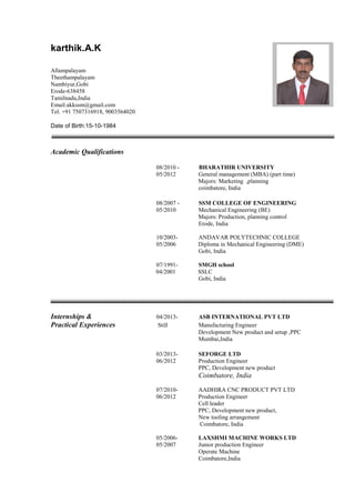 Karthik international cv | PDF