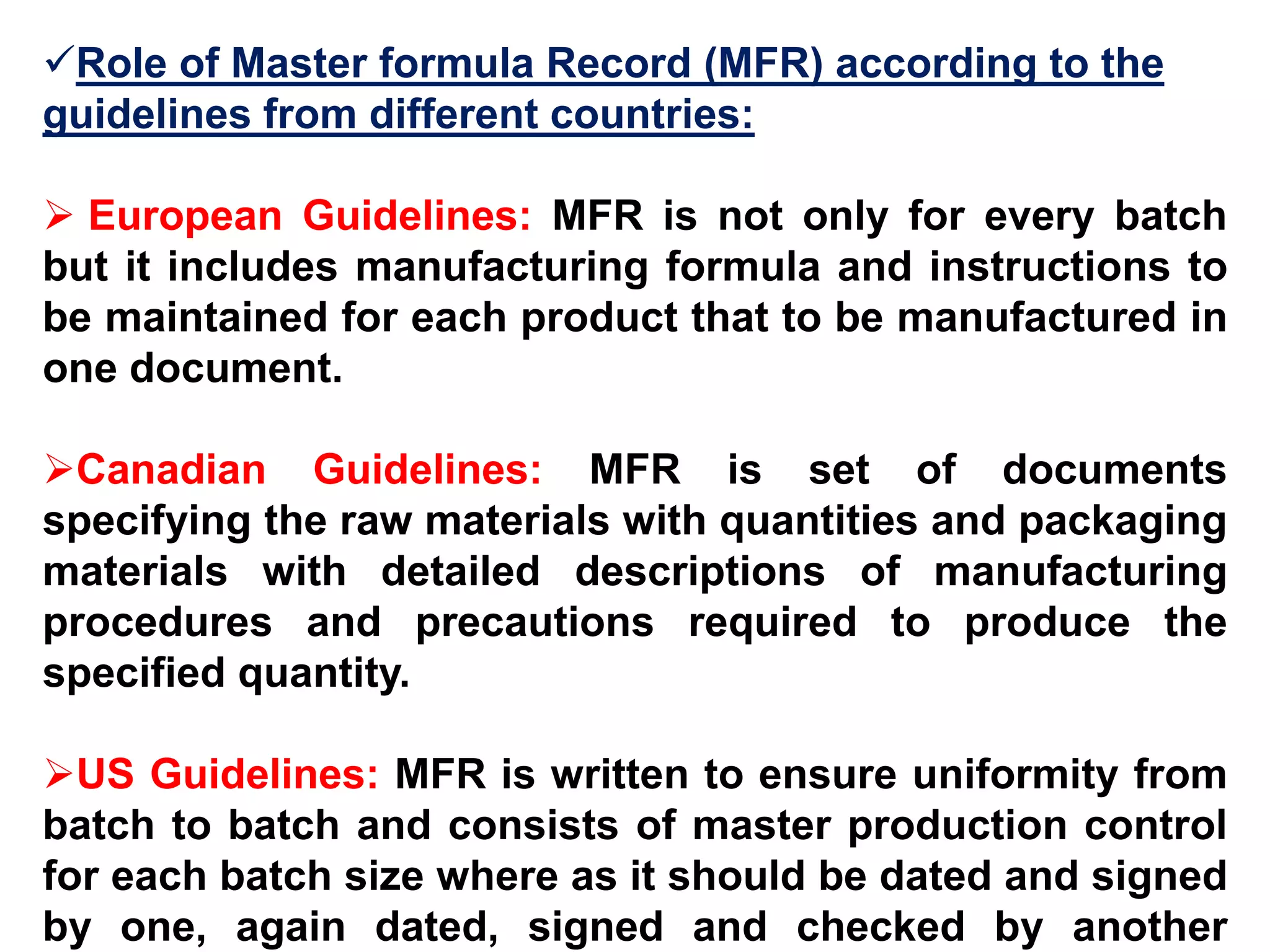 master formula records | PPTX