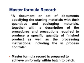 master formula records | PPT