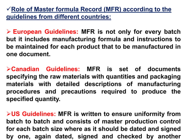 master formula records | PPTX