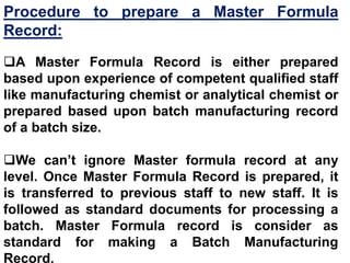 master formula records | PPT