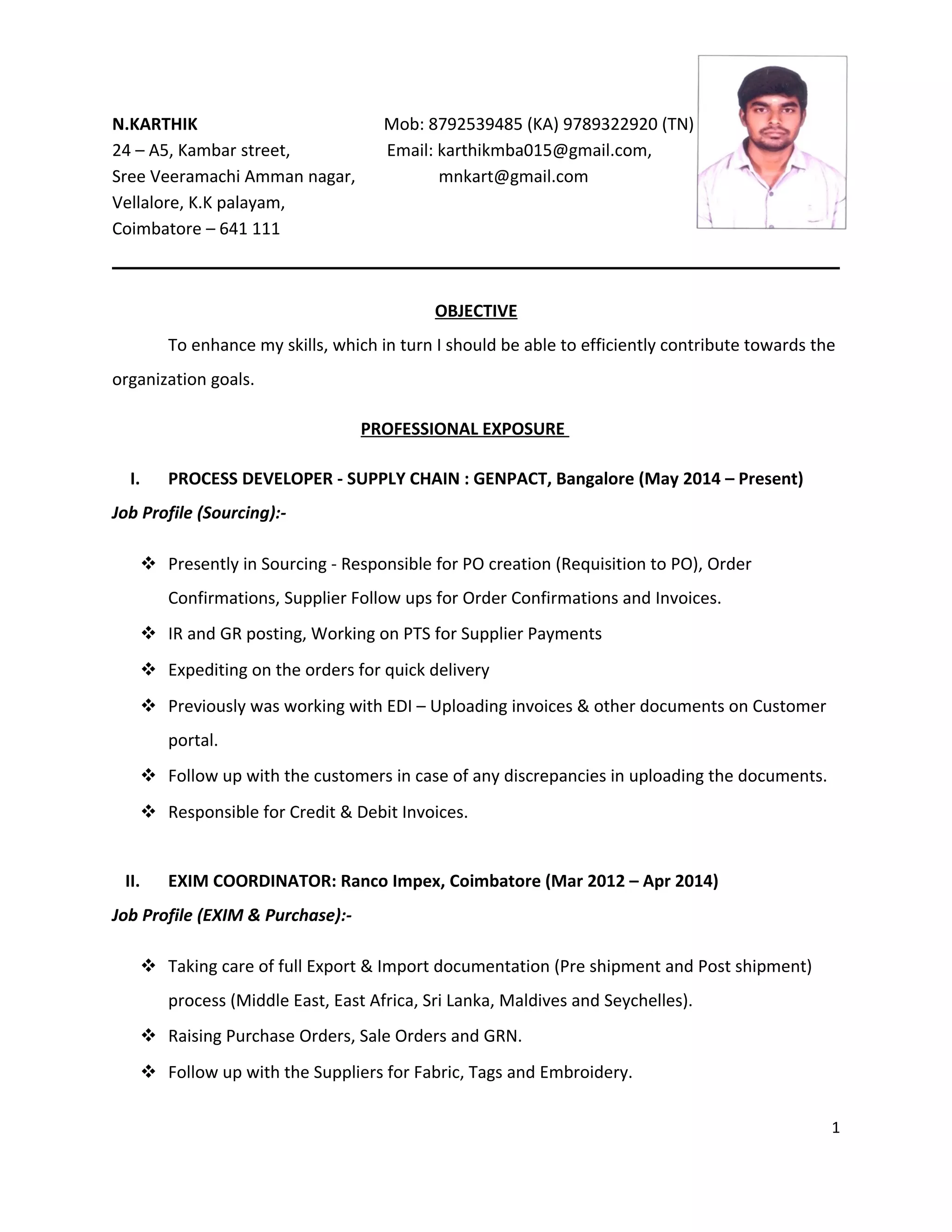 Karthik resume 2016 | DOC