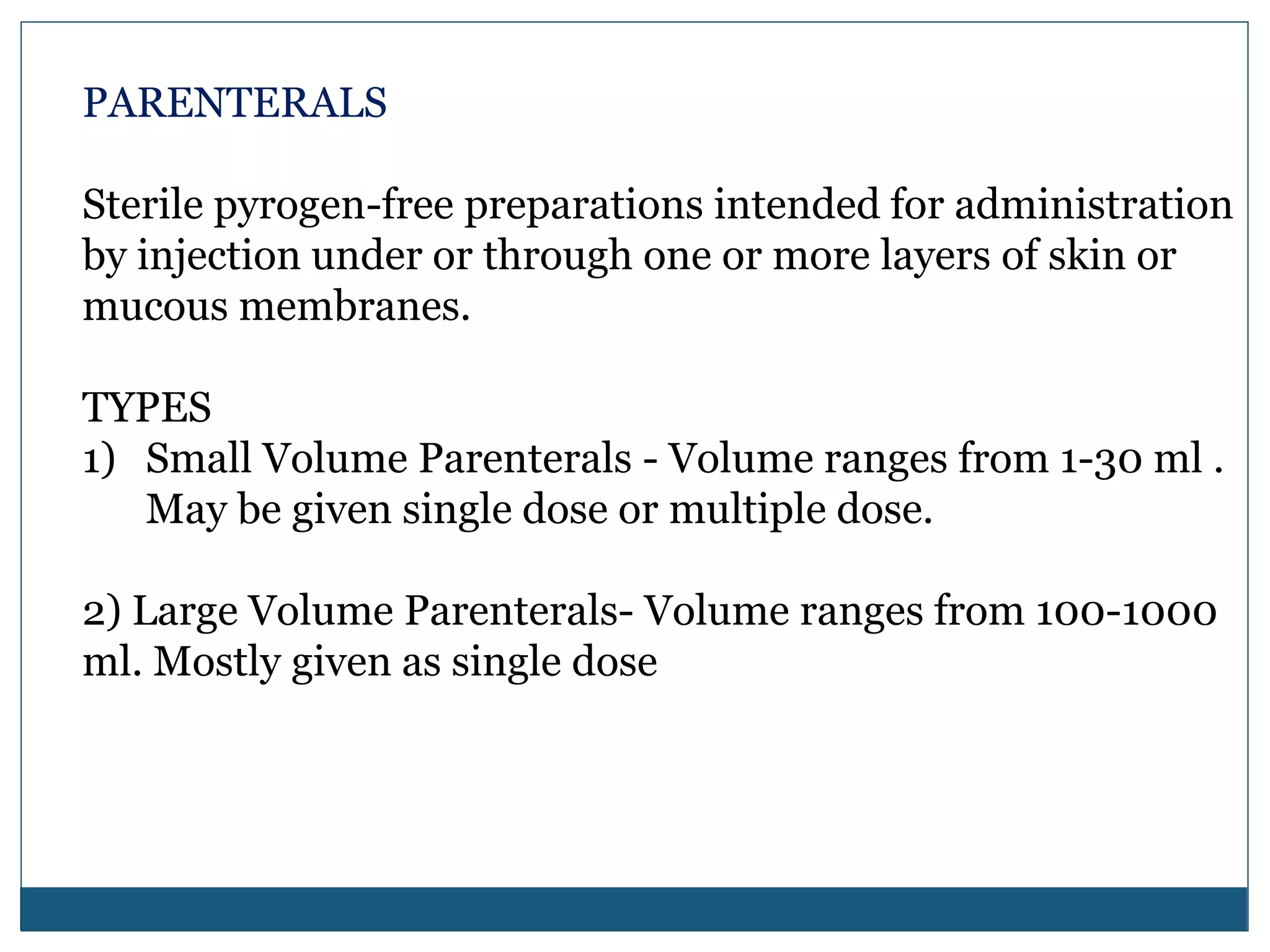 small volume parentrals | PPTX