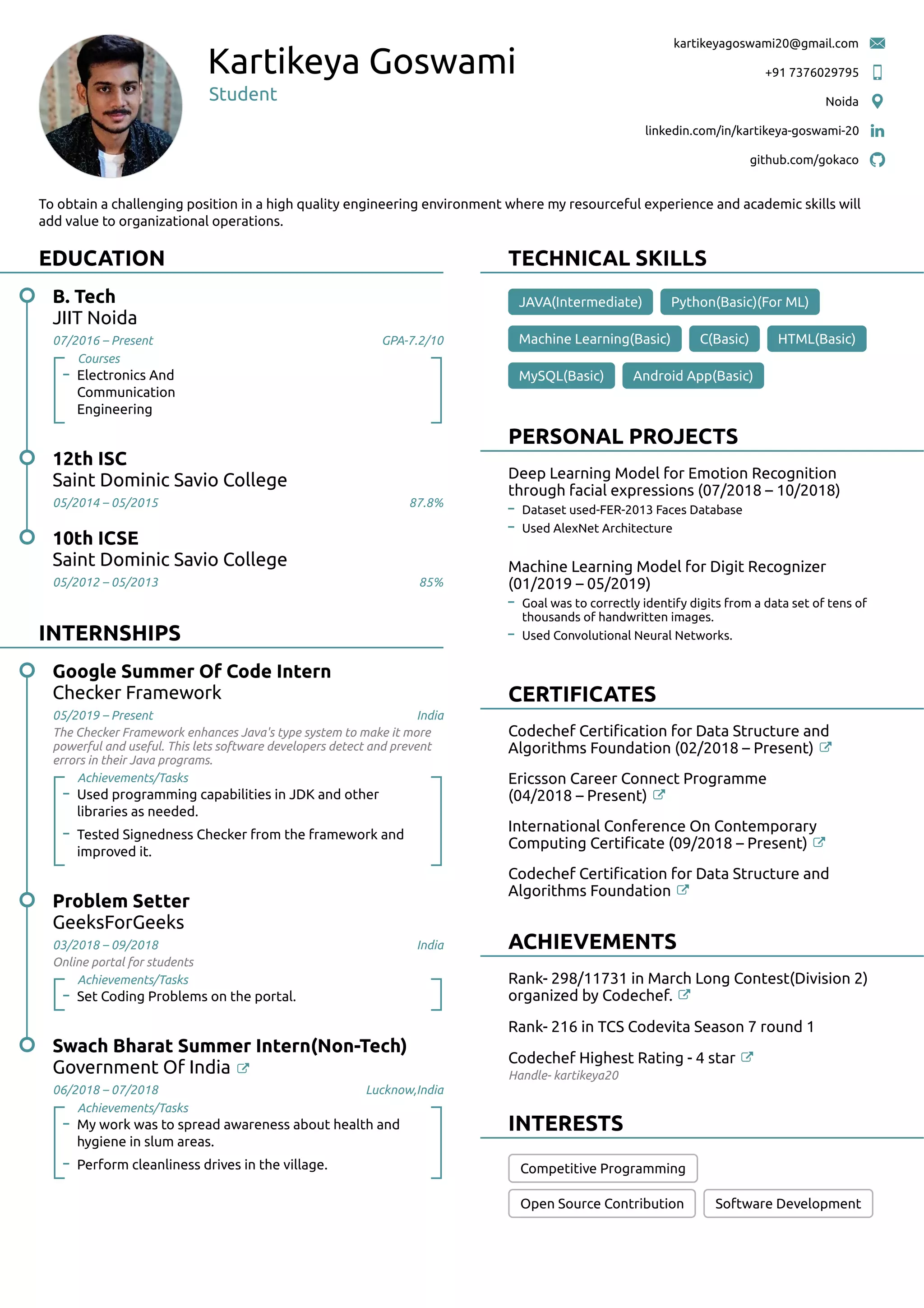 Kartikeya's resume | PDF