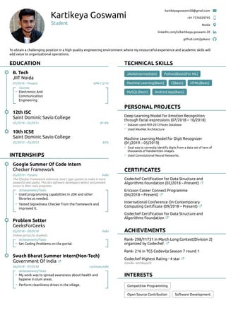 Kartikeya's resume | PDF