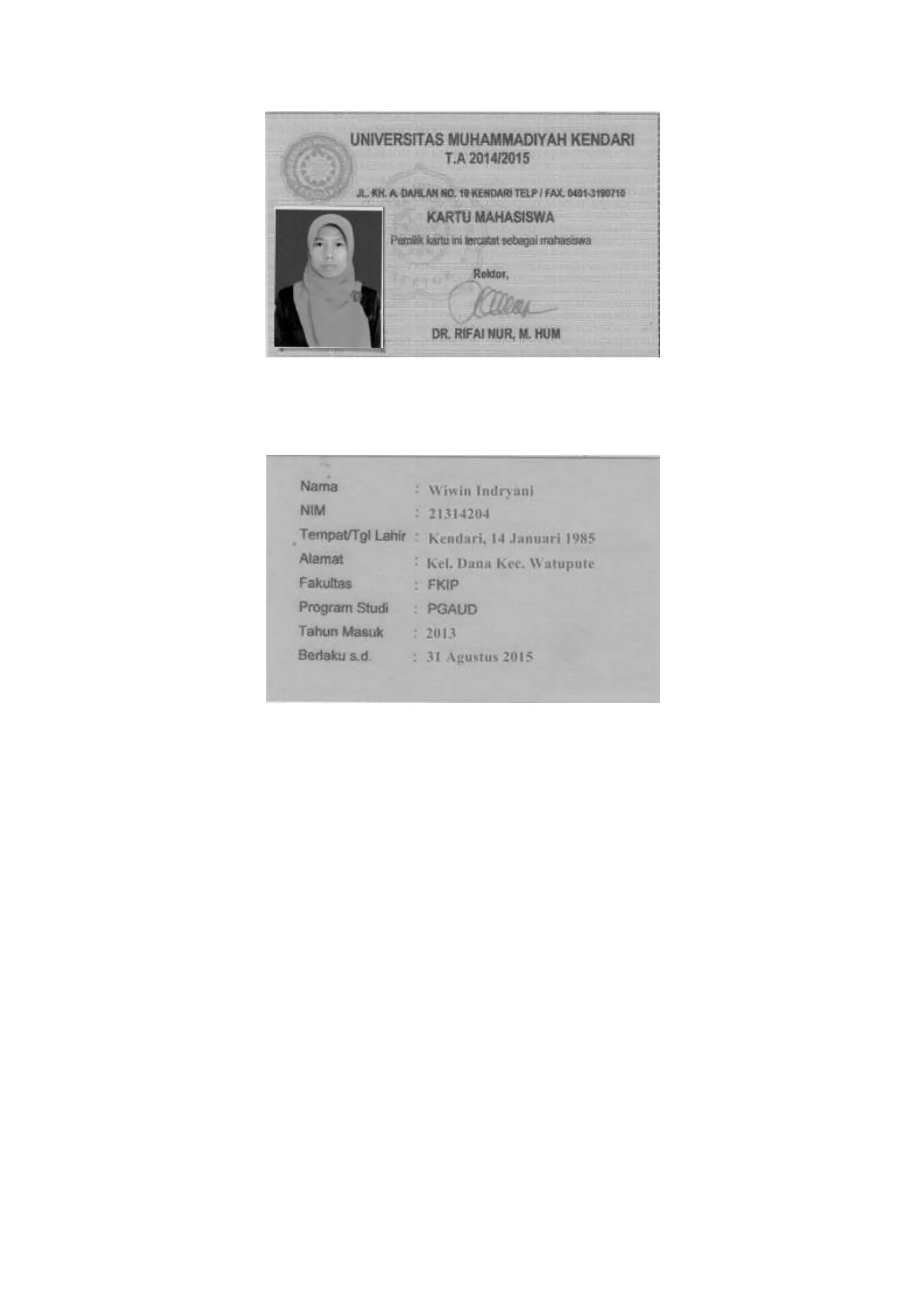 Kartu mahasiswa | DOCX