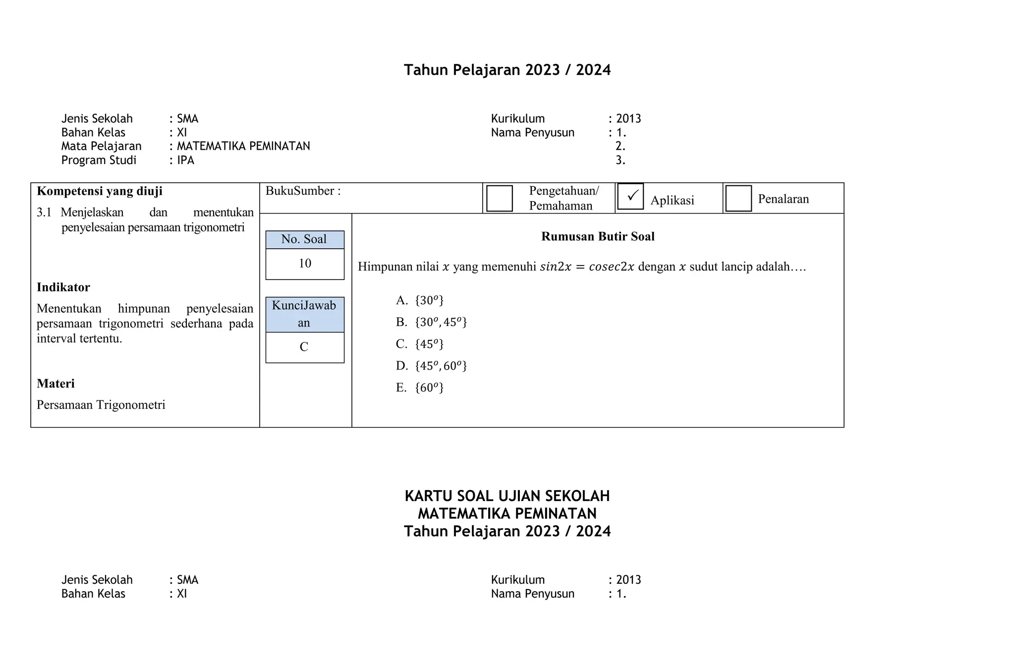 KARTU SOAL MATEMATIKA PEMINATAN KELAS XI MIPA.docx