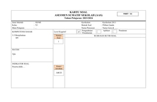 KARTU SOAL MAPEL AAS tahun pelajarn 2024.docx