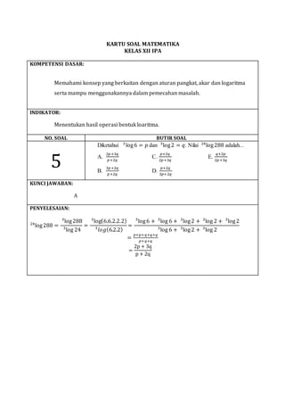 Kartu soal matematika sma 11 - eka lismaya sari | DOCX