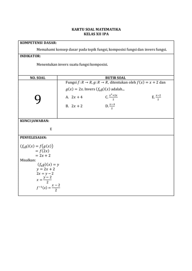 Kartu soal matematika sma 11 - eka lismaya sari | DOCX