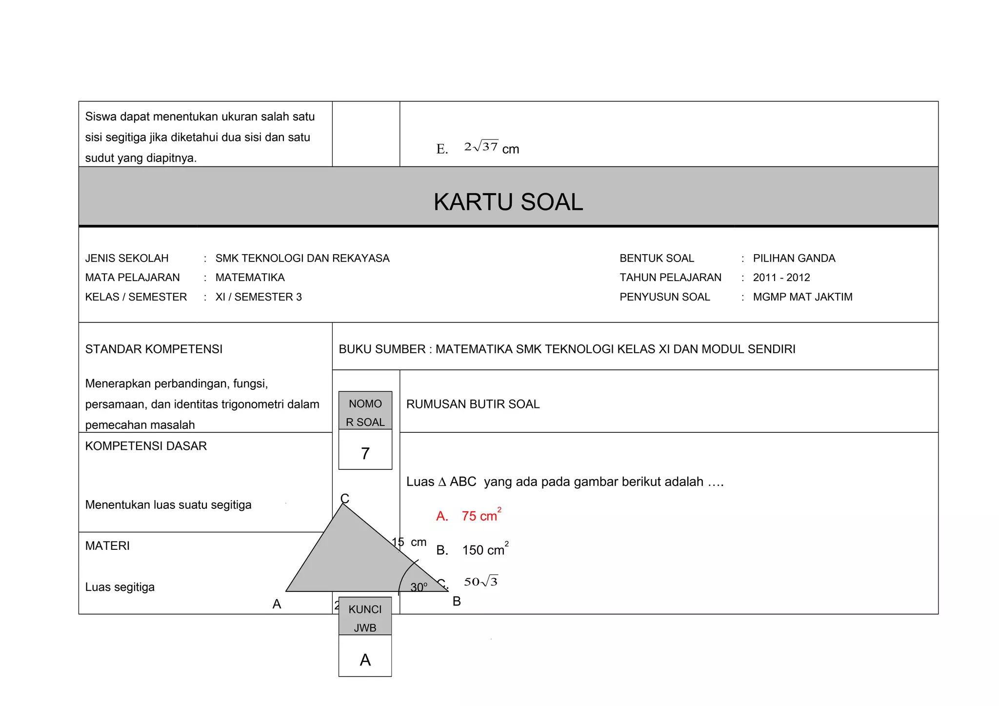 Kartu soal matematika teknik kls xi 3 11-12 | PPT