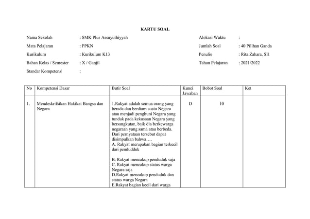 KARTU SOAL PAS PKN KELAS X.docx