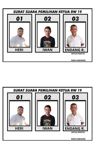 KARTU SUARA RW 19 UNTUK PEMILIHAN RW DI WILAYAH | DOCX