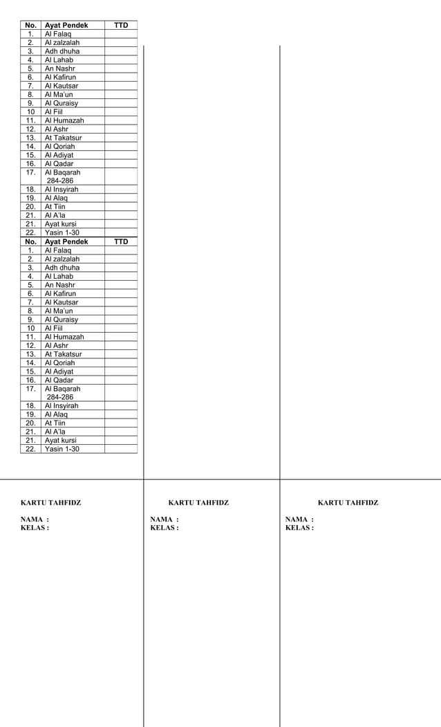 Kartu Tahfidz | DOC