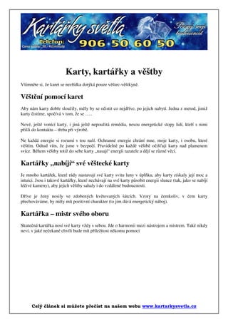 Karty kartarky-vesteni