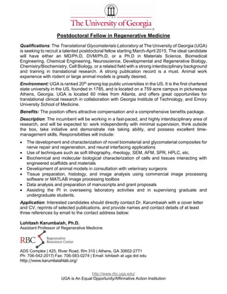 Postdoctoral Position in the Translational Glycomaterials Laboratory ...