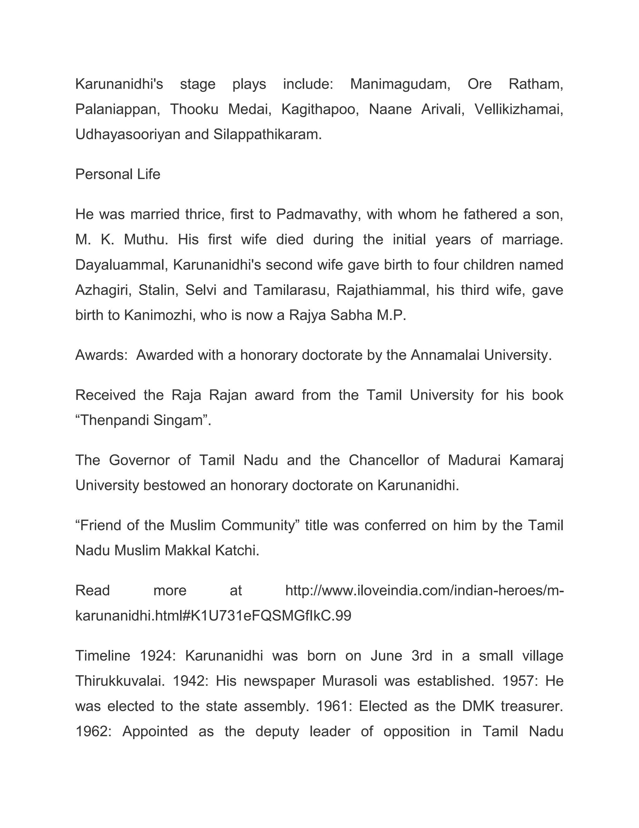 Karunanithi, a leader of South Indian Culture | PDF