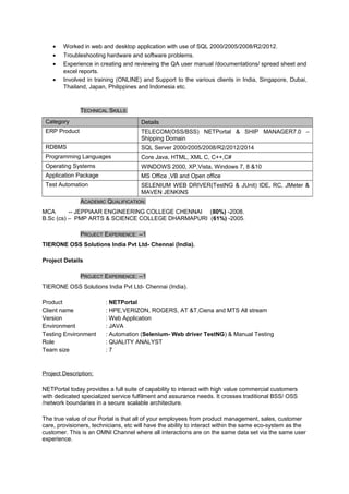 Karunanidhi e qa in 8 +years exp in automation selenium jmeter jenkins ...