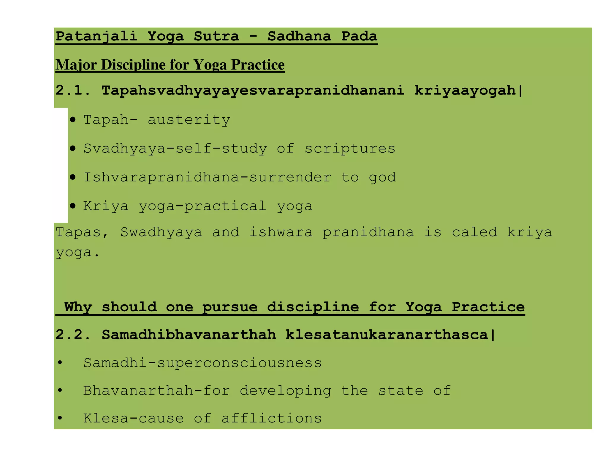 Patanjali Yoga Sutra -SADHANA PADA | PDF